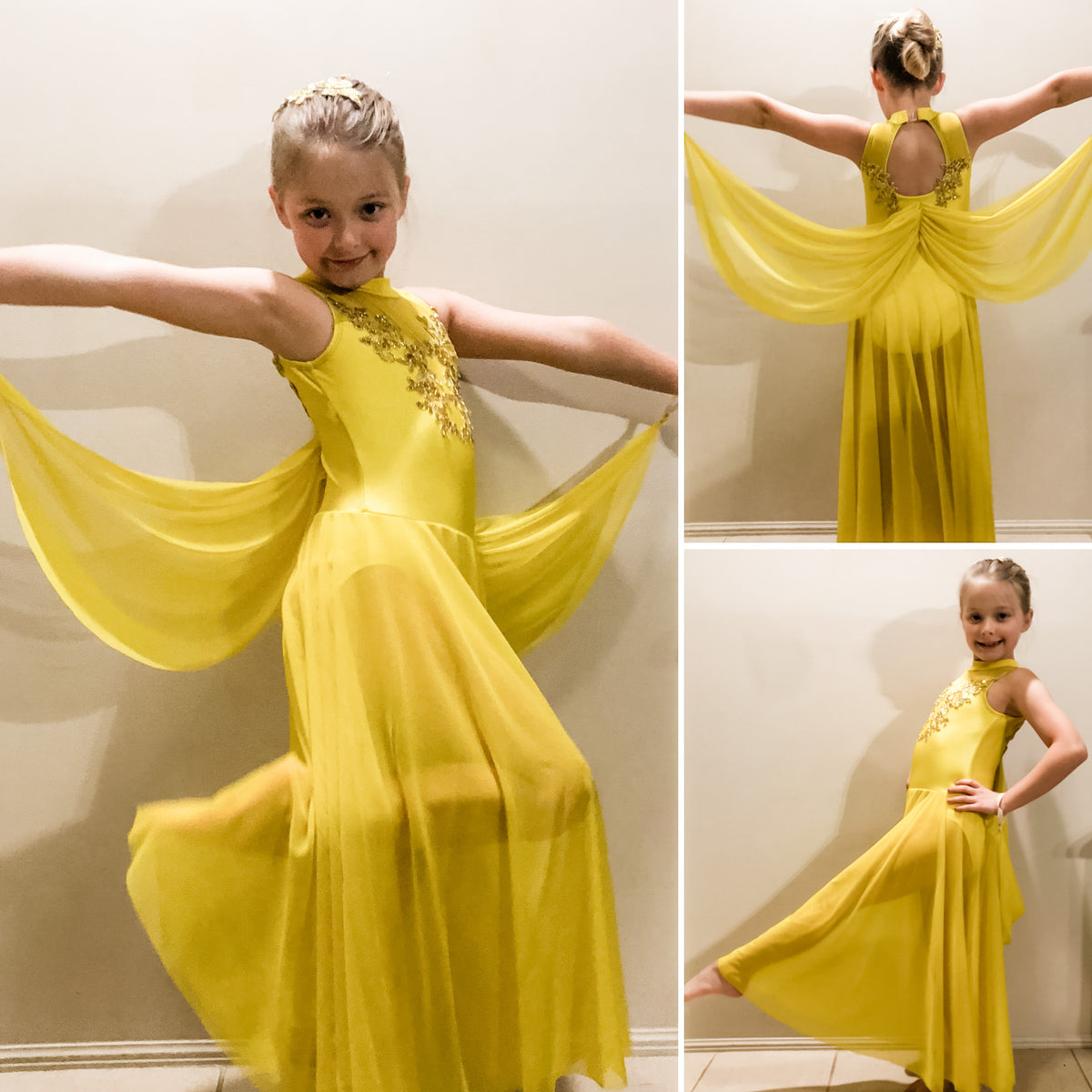 Girls Size 8 - Pretty Yellow Waltz Tap Dance Costume - In Stock ...